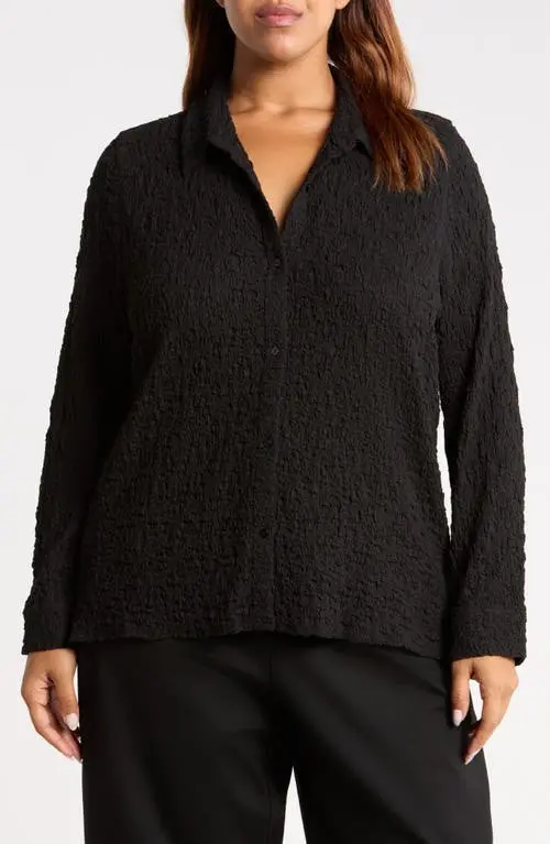 Eileen Fisher Classic Collar Slim Shirt - Black