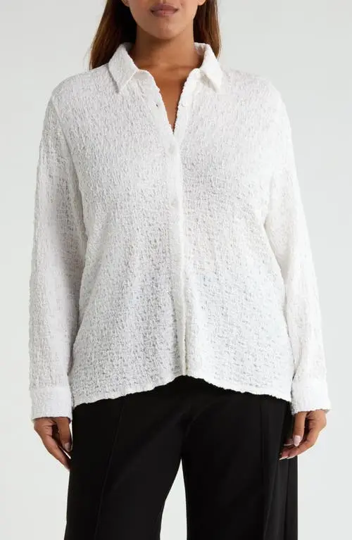 Eileen Fisher Organic Cotton & Recycled Nylon Slim Shirt - Ivory