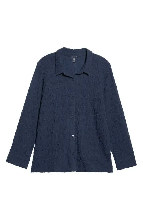 Eileen Fisher Classic Collar Textured Shirt - Maritime