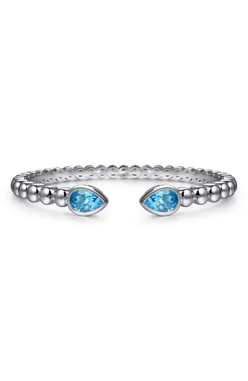 Gabriel & Co. Blue Topaz Bezel Set Cuff Bracelet - Sterling Silver