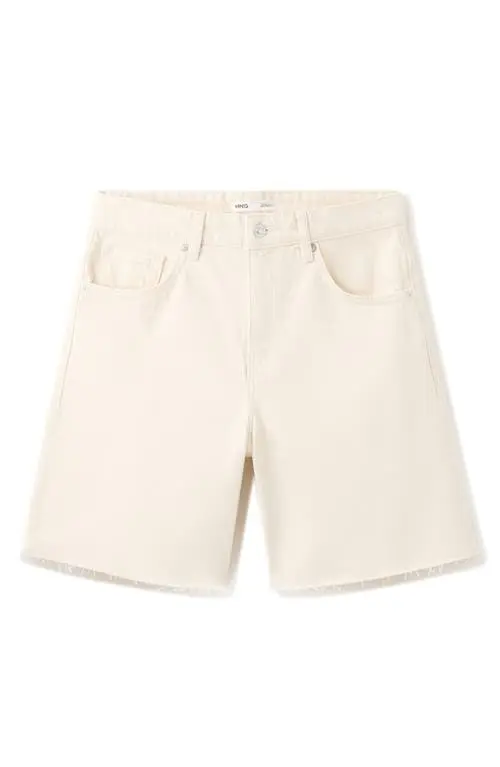 Mango Low Rise Straight Leg Denim Bermuda Shorts - Ecru