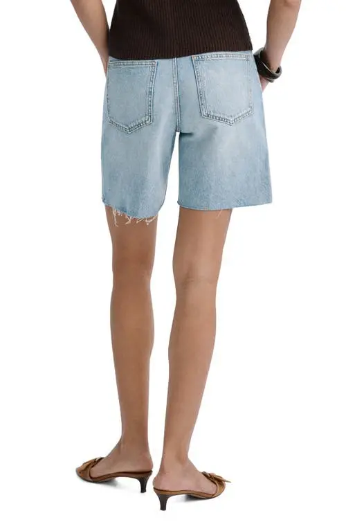 Mango Low Rise Straight Leg Denim Bermuda Shorts