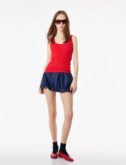 Koton Scoop Neck Ribbed Cotton Tank Top