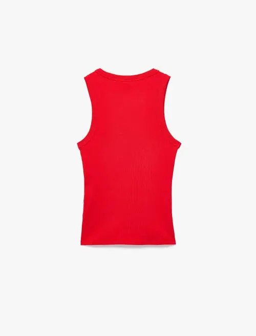 Koton Scoop Neck Ribbed Cotton Tank Top