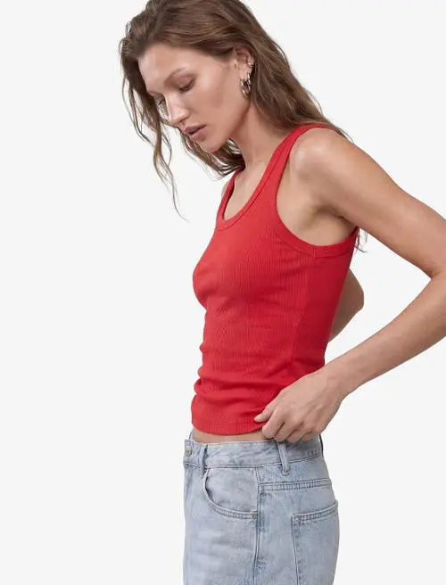 Koton Scoop Neck Ribbed Cotton Tank Top