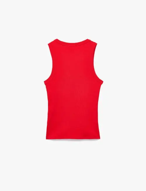 Koton Scoop Neck Ribbed Cotton Tank Top