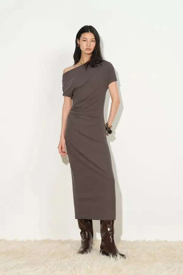 Fabrique Hazel Draped Off Shoulder Dress