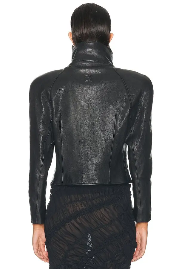 Magda Butrym Leather Jacket With Padded Shoulders