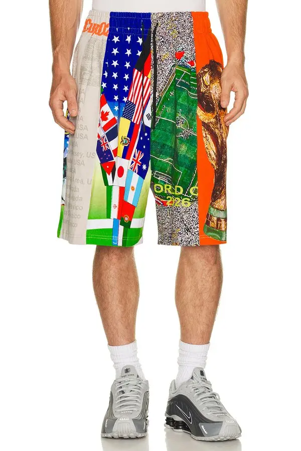 PLEASURES World Cup Wide Shorts In Blue