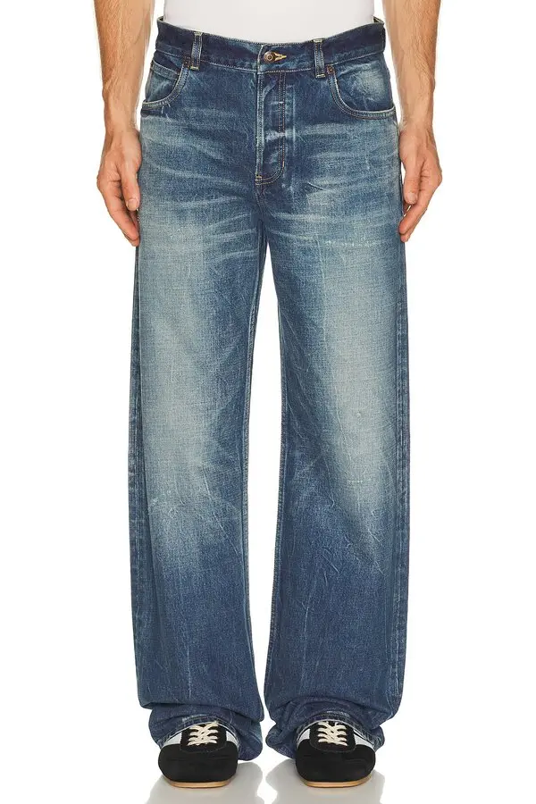 Alexander McQueen Relaxed Jean In Blue - Blue Washed