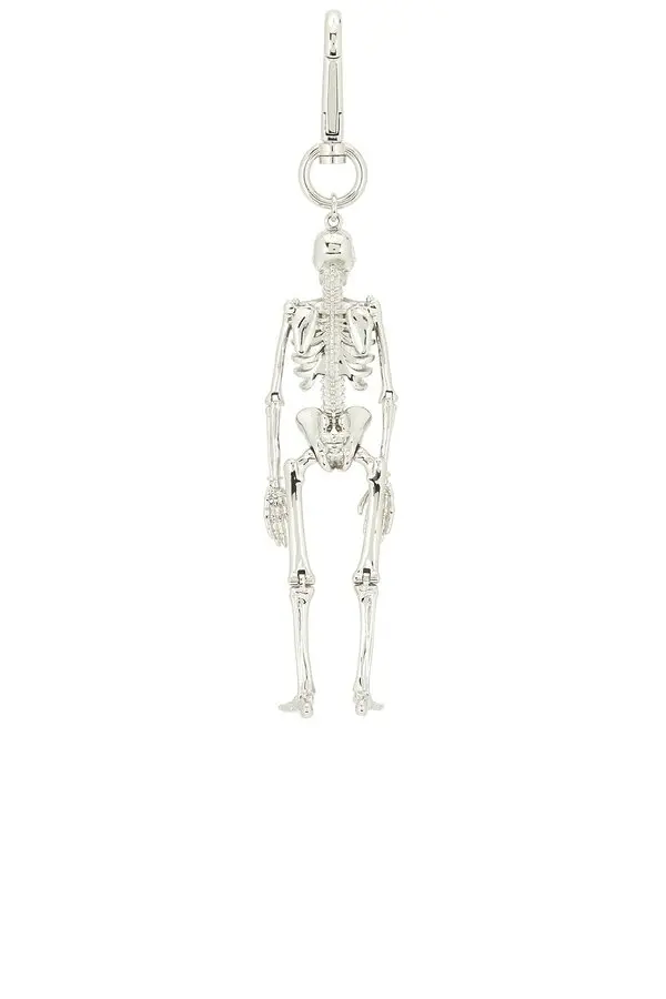 Alexander McQueen Dancing Skeleton Charm In Metallic Silver