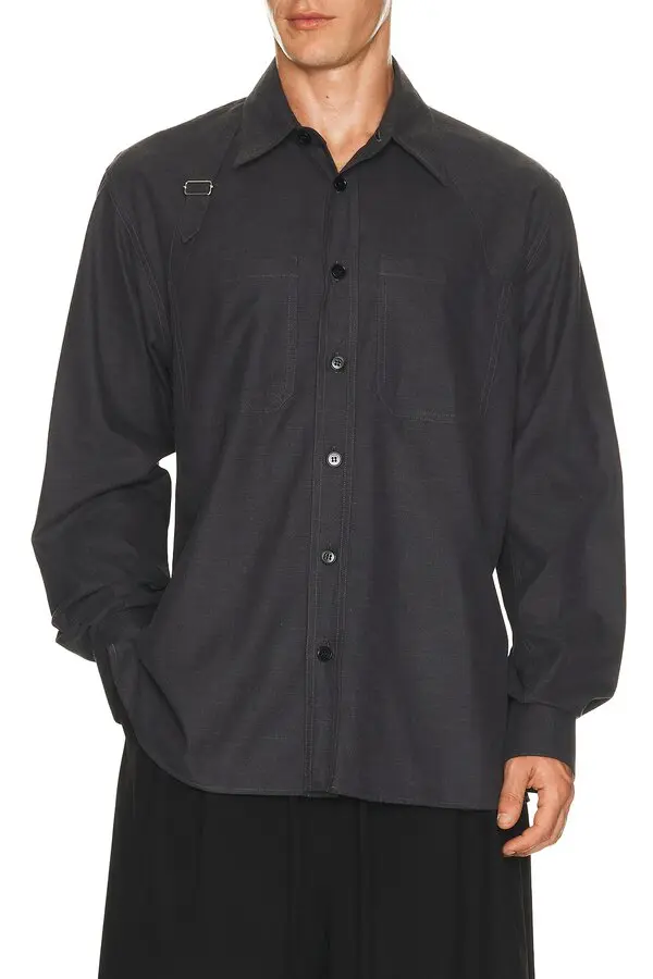 Alexander McQueen Harness Overshirt In Grey - Charcoal