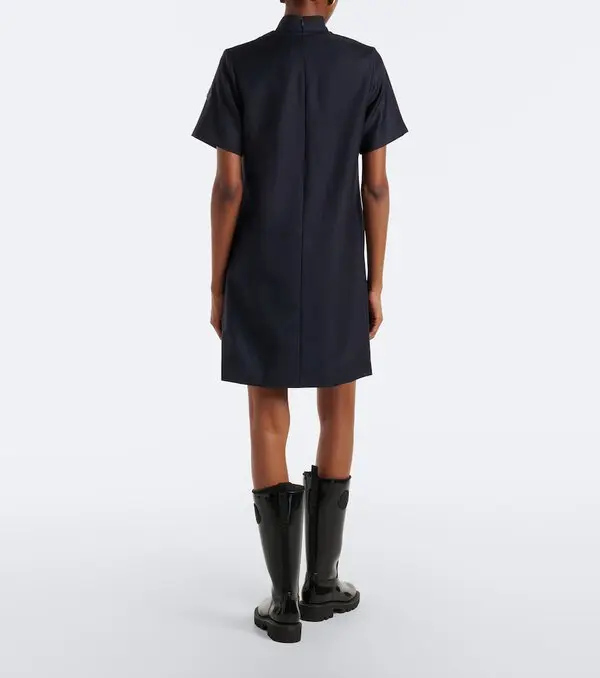 Moncler Tie-neck Virgin Wool Mini Dress