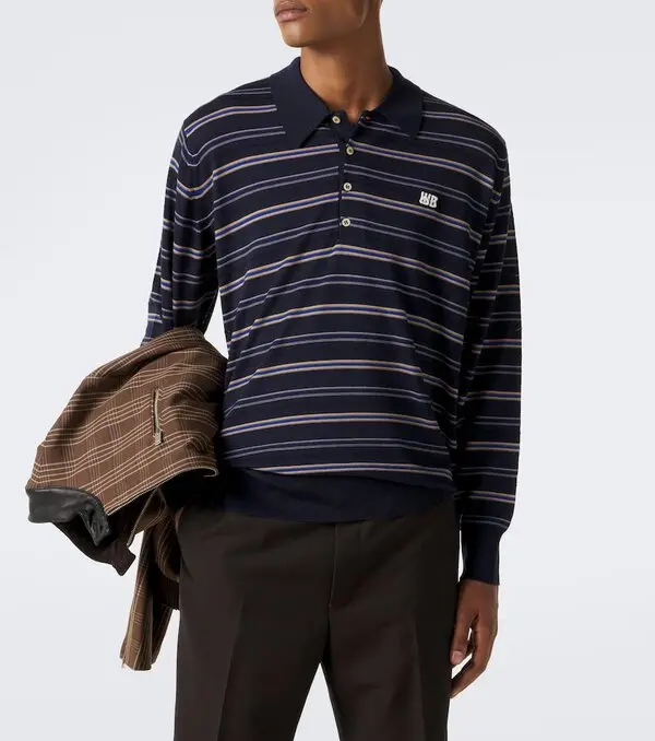 WALES BONNER Beam Striped Wool Polo Sweater