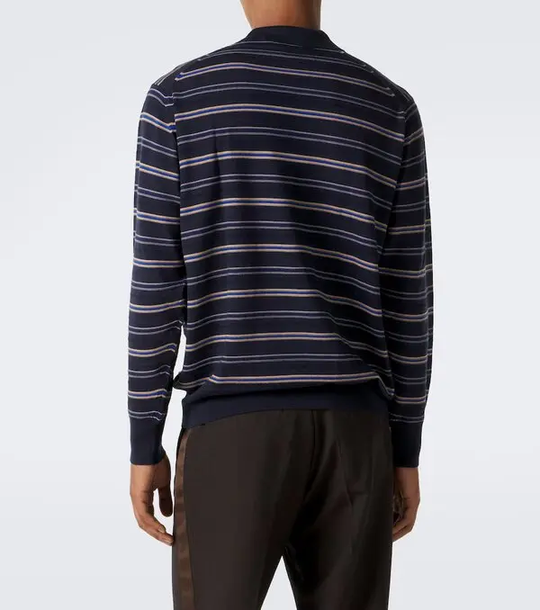 WALES BONNER Beam Striped Wool Polo Sweater