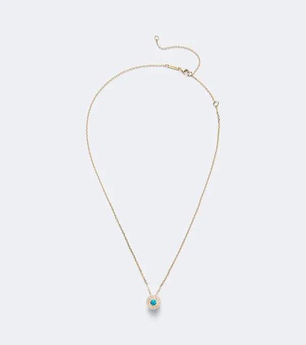 SUZANNE KALAN 18kt Yellow Evil Eye Pendant Necklace With Diamonds And Turquoise - Gold