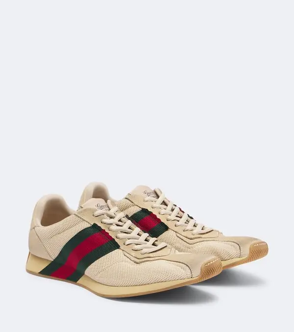 Gucci Tempo Suede-trimmed Sneakers - Beige