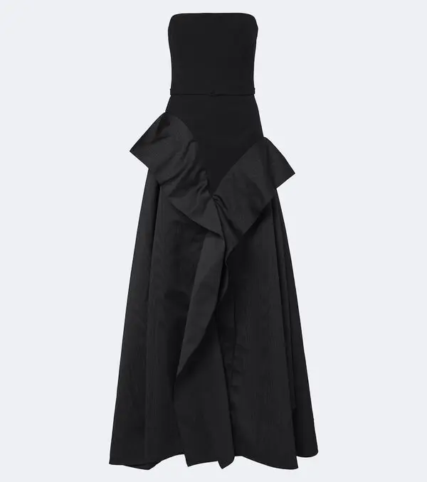 Safiyaa Anneline Ruffled Strapless Gown - Black