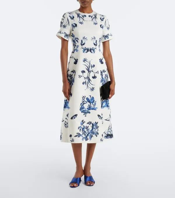 Erdem Floral Cotton-blend Faille Midi Dress