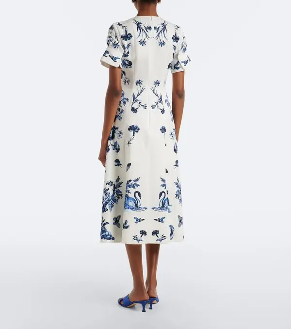 Erdem Floral Cotton-blend Faille Midi Dress