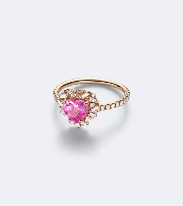 SUZANNE KALAN 18kt Rose Ring With Sapphire And Diamonds - Gold