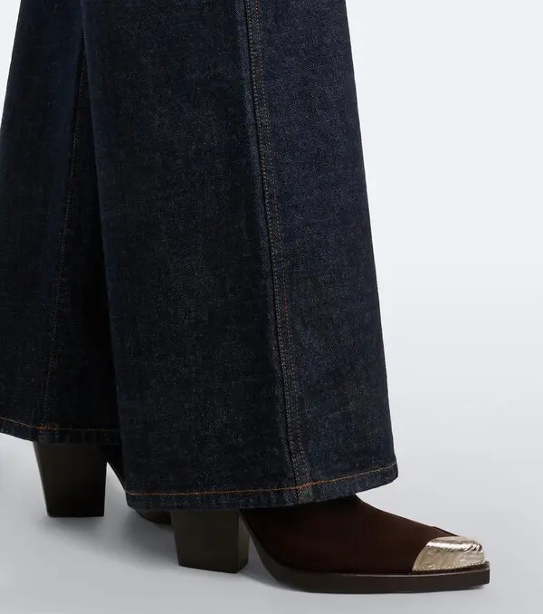 Paris Texas Embellished Suede Cowboy Boots - Brown