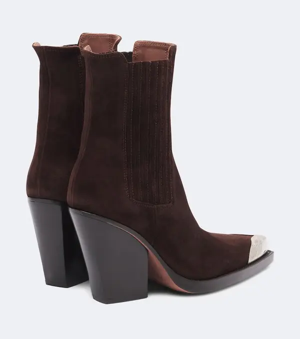 Paris Texas Embellished Suede Cowboy Boots - Brown