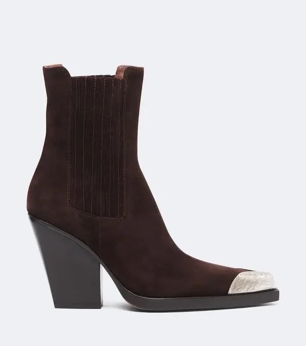Paris Texas Embellished Suede Cowboy Boots - Brown