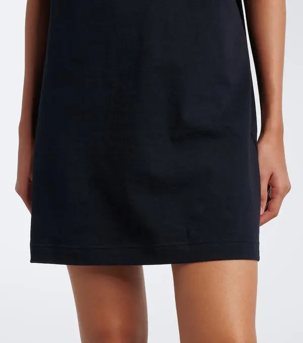 Sacai Cotton Mini Dress With Nylon Sleeves