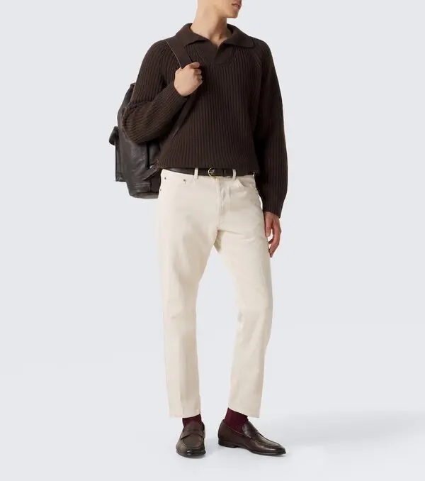 Eleventy Wool And Cashmere Polo Sweater