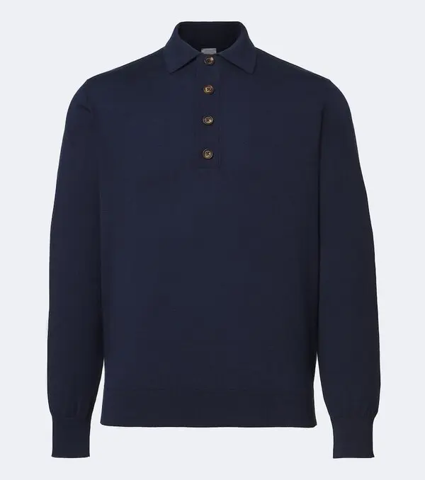Eleventy Cotton And Cashmere Polo Sweater - Blue