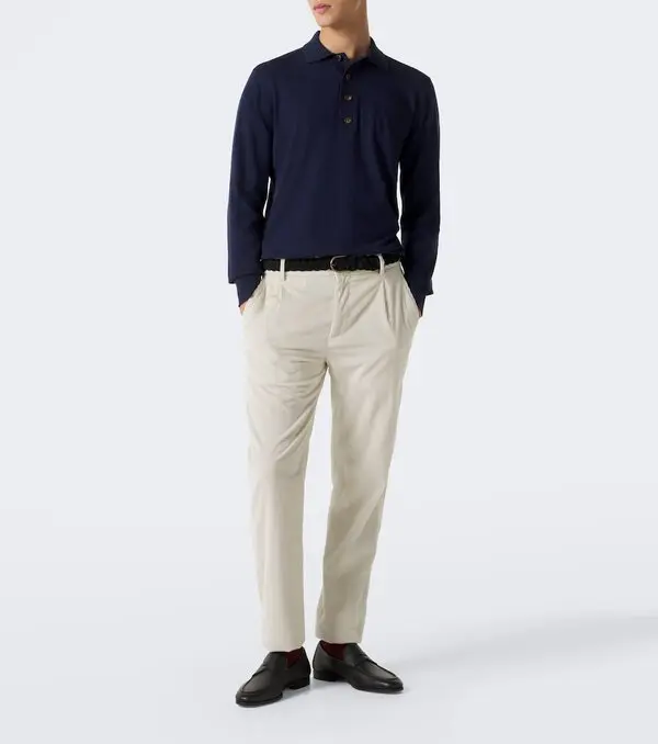 Eleventy Cotton And Cashmere Polo Sweater