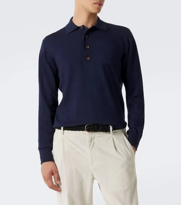 Eleventy Cotton And Cashmere Polo Sweater