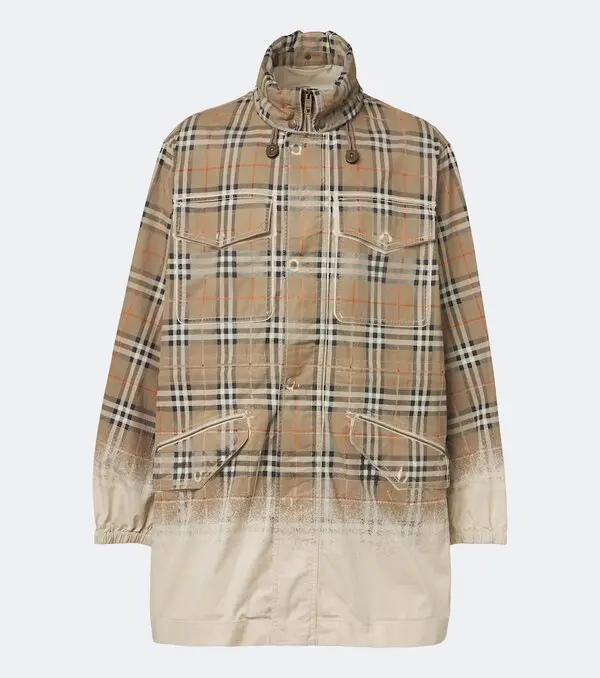 Burberry Check Cotton Gabardine Parka - Beige