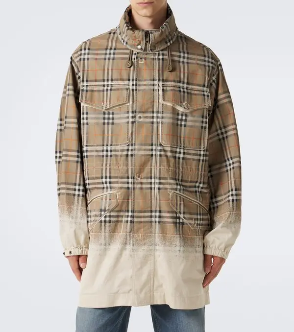 Burberry Checked Cotton Gabardine Parka