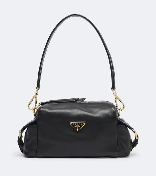 Prada Small Leather Shoulder Bag - Black
