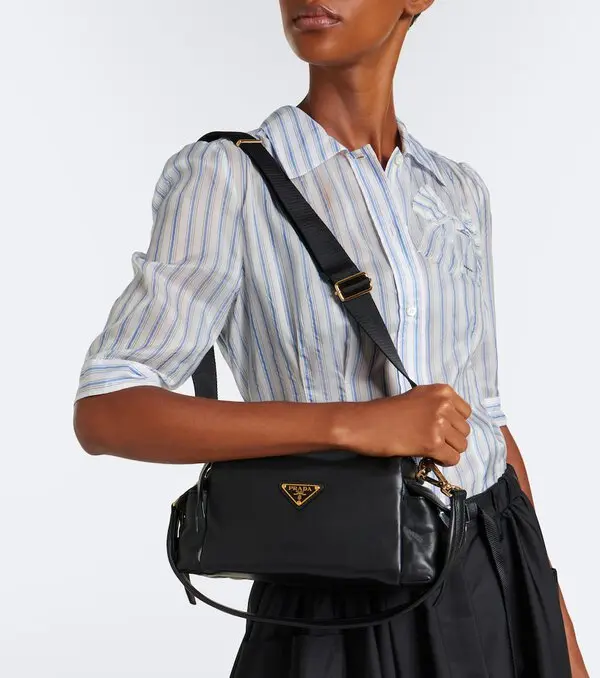 Prada Lamb Leather Shoulder Bag - Black