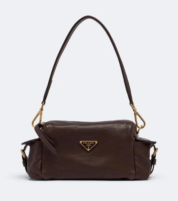 Prada Explore Small Leather Shoulder Bag - Brown