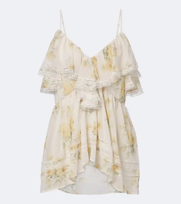 XU ZHI Floral Lace-trimmed Top - White