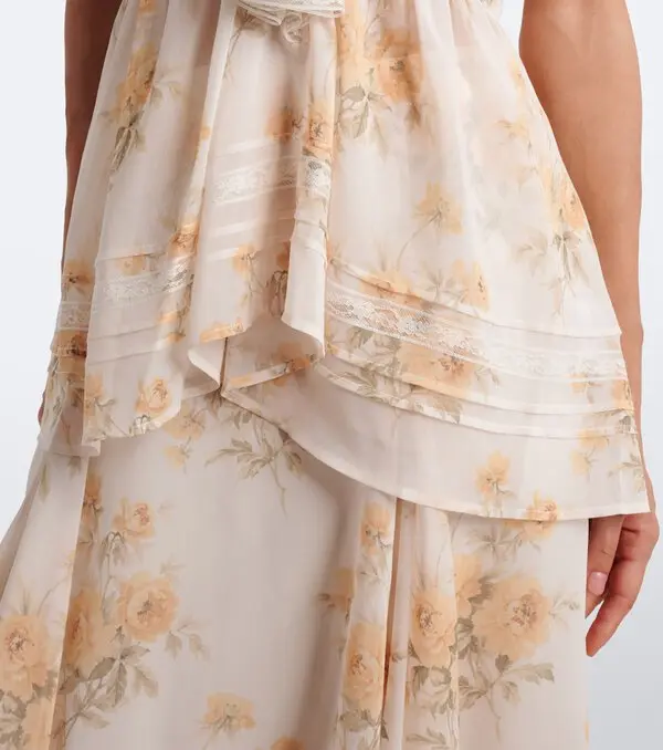 XU ZHI Floral Lace-trimmed Top