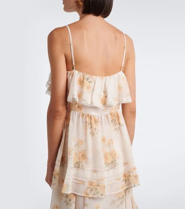 XU ZHI Floral Lace-trimmed Top