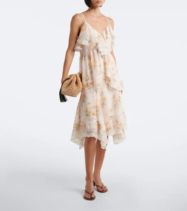 XU ZHI Floral Lace-trimmed Top