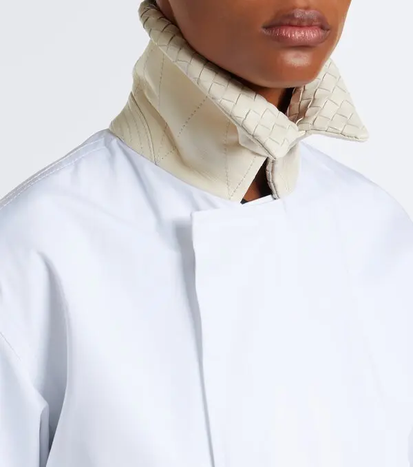 Bottega Veneta Intrecciato Cotton Blouson Jacket - White