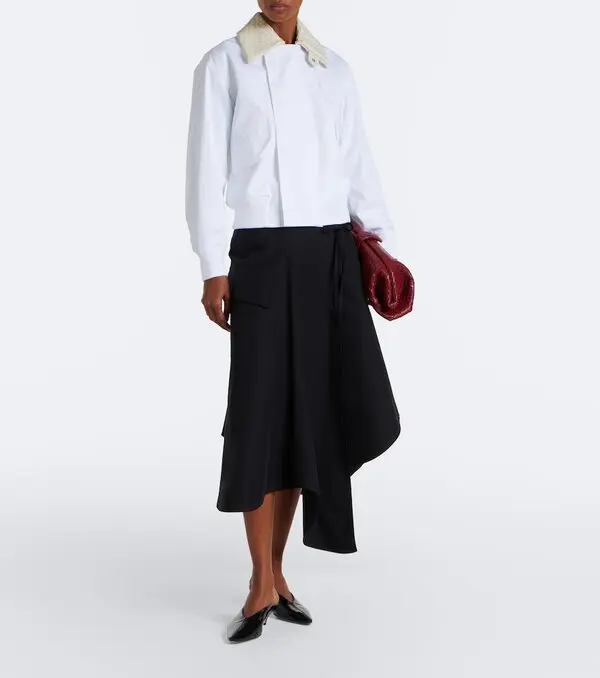Bottega Veneta Intrecciato Cotton Blouson Jacket - White