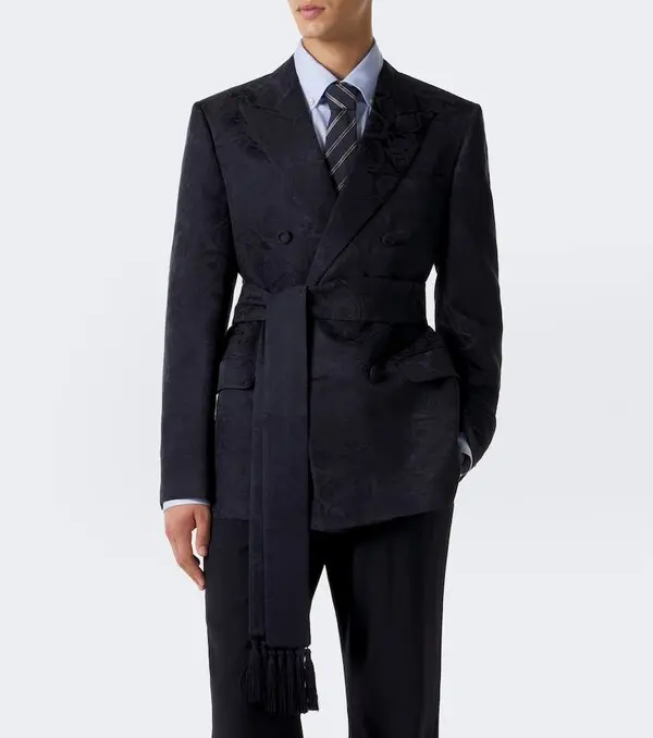 Valentino Garavani Floral Jacquard Linen And Silk Blazer
