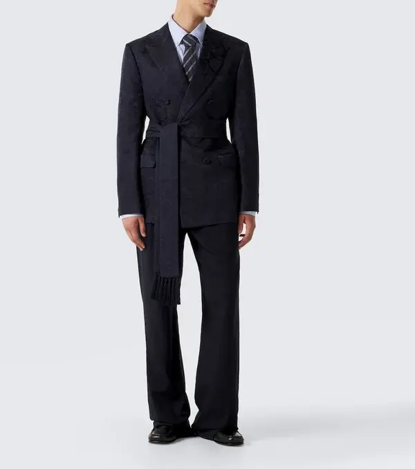 Valentino Garavani Floral Jacquard Linen And Silk Blazer