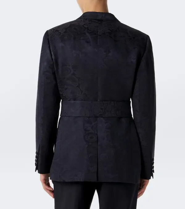 Valentino Garavani Floral Jacquard Linen And Silk Blazer