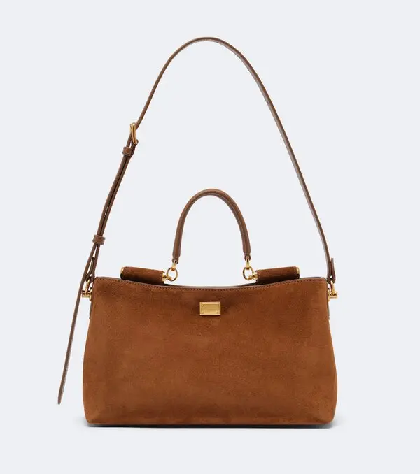 Dolce & Gabbana Vittoria Medium Suede Tote Bag - Brown