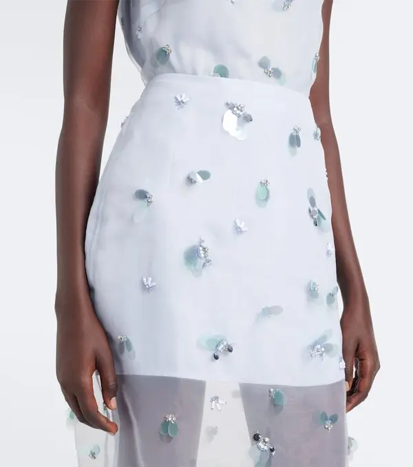 Simkhai Delilah Embellished Midi Skirt - Blue