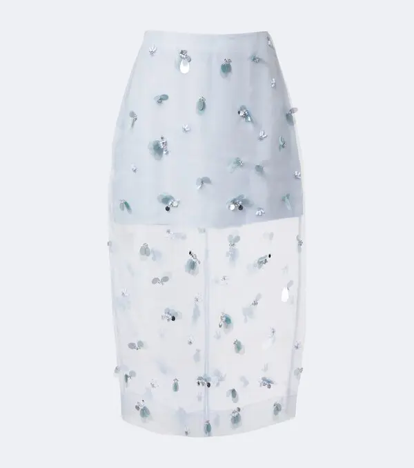 Simkhai Delilah Embellished Midi Skirt - Blue